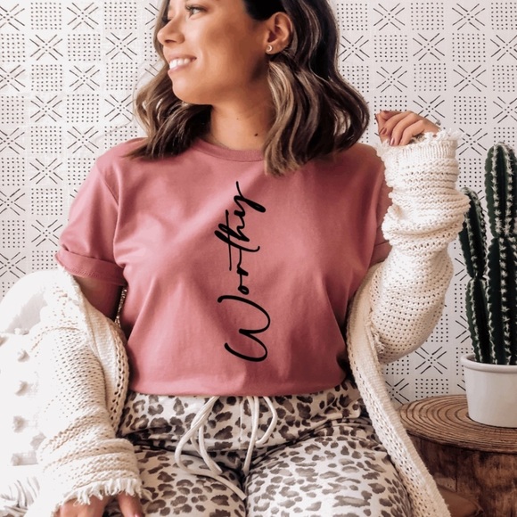 Bella Canvas | Tops | Worthy Vertical Cute Graphic Tshirt | Poshmark